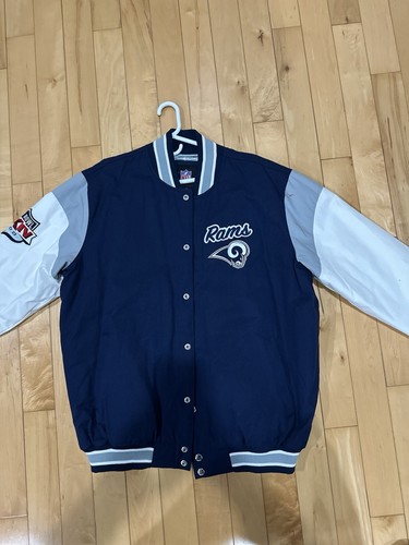 NFL Varsity LA Rams White and Navy Blue Jacket | eBay