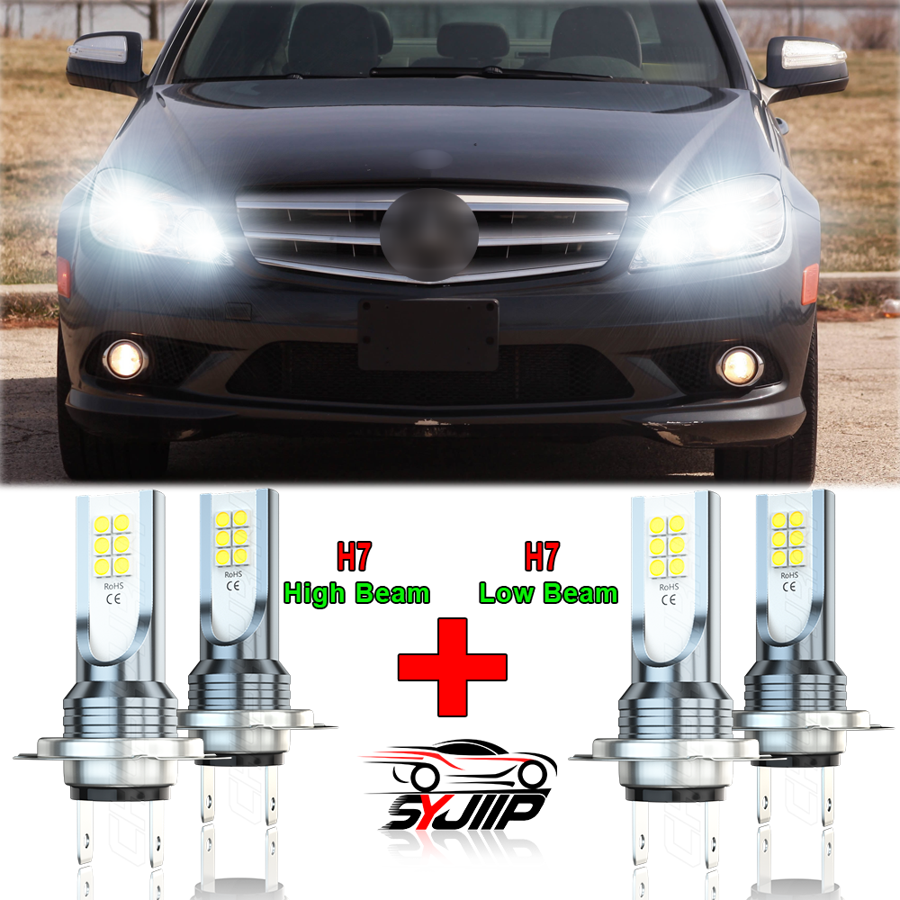 For Mercedes-Benz C300 2008-2017 6000K LED Headlight High-Low High-Low ...