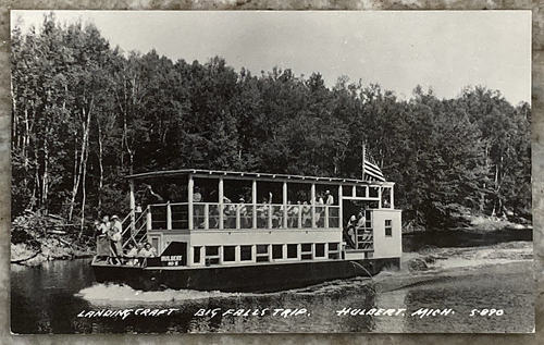 Landing Craft Big Falls Trip Hulbert Michigan UP EKC RPPC Postcard B713 ...