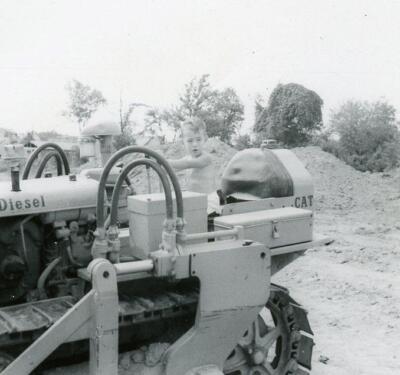 #431 Vtg Photo BOY ON DIESEL CAT FARM TRACTOR, CONSTRUCTION c Mid ...