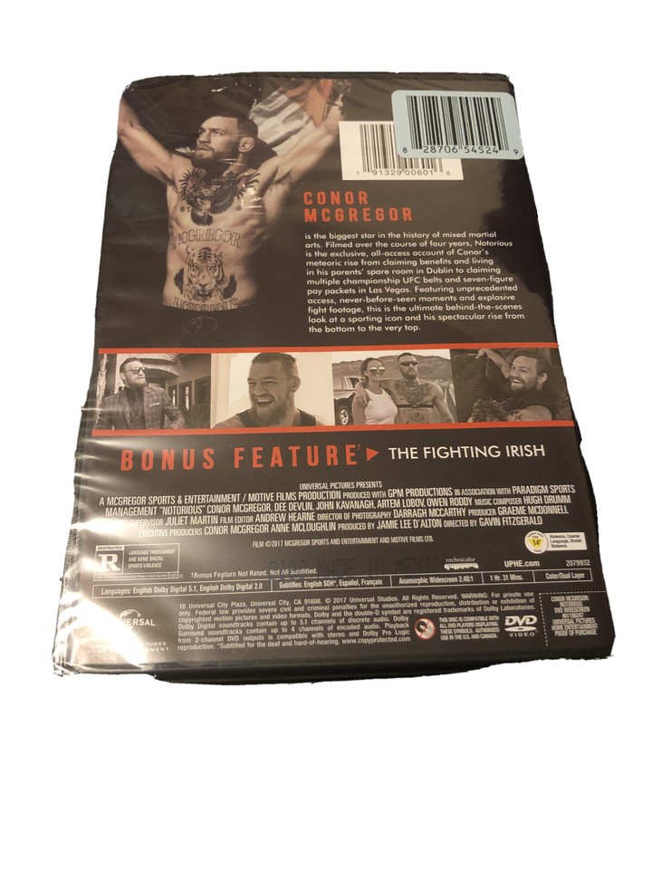 Conor McGregor: Notorious (Irish Bad Boy)DVD, 2017) UFC Fighter ...