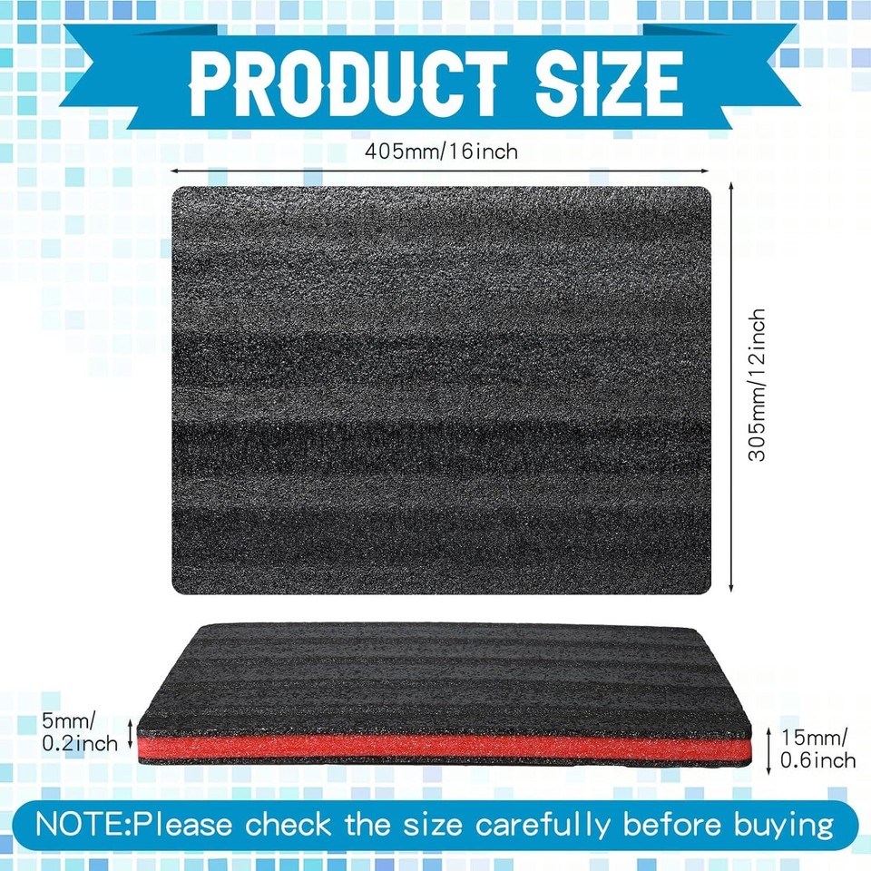 4 Pcs Cuttable Polyurethane Foam Pads Foam Sheets Craft Foam Black Tool ...
