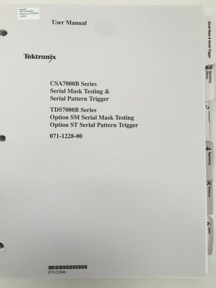 Tektronix CSA7404B TDS7704B TDS7404B TDS7254B TDS7154B User Manual 071 ...