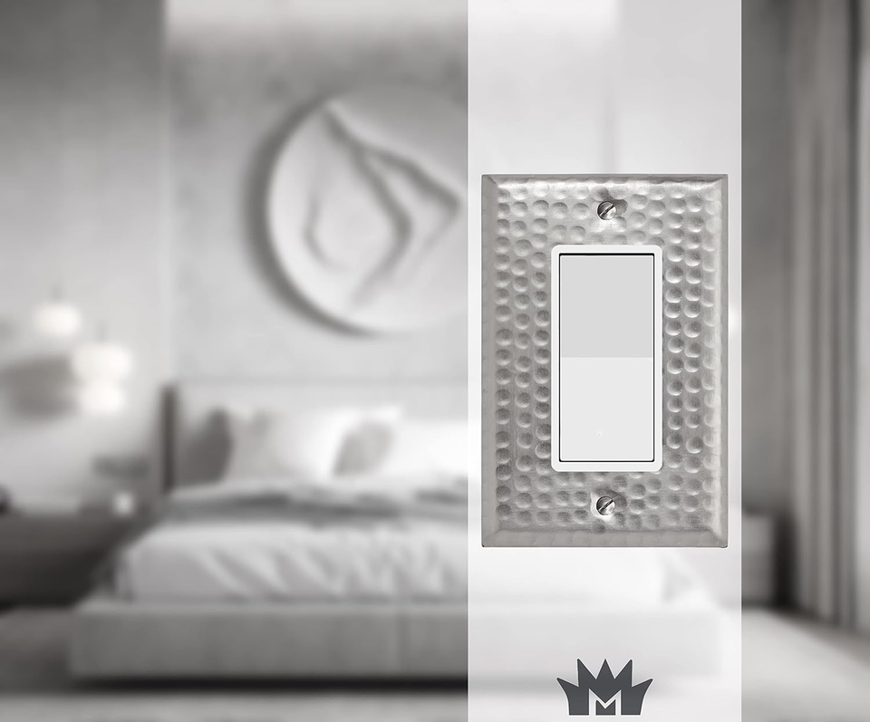 18013 Single Switch Hand Hammered Rocker Aluminum Decorative Wall Plate ...