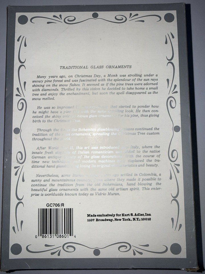 Kurt Adler Clear Blown Glass Red Ornaments Six (6) Ct Original Box NIB ...
