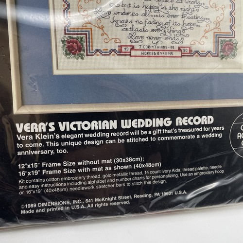 Dimensions Cross Stitch Kit 3675 Vera's Victorian Wedding Record New ...