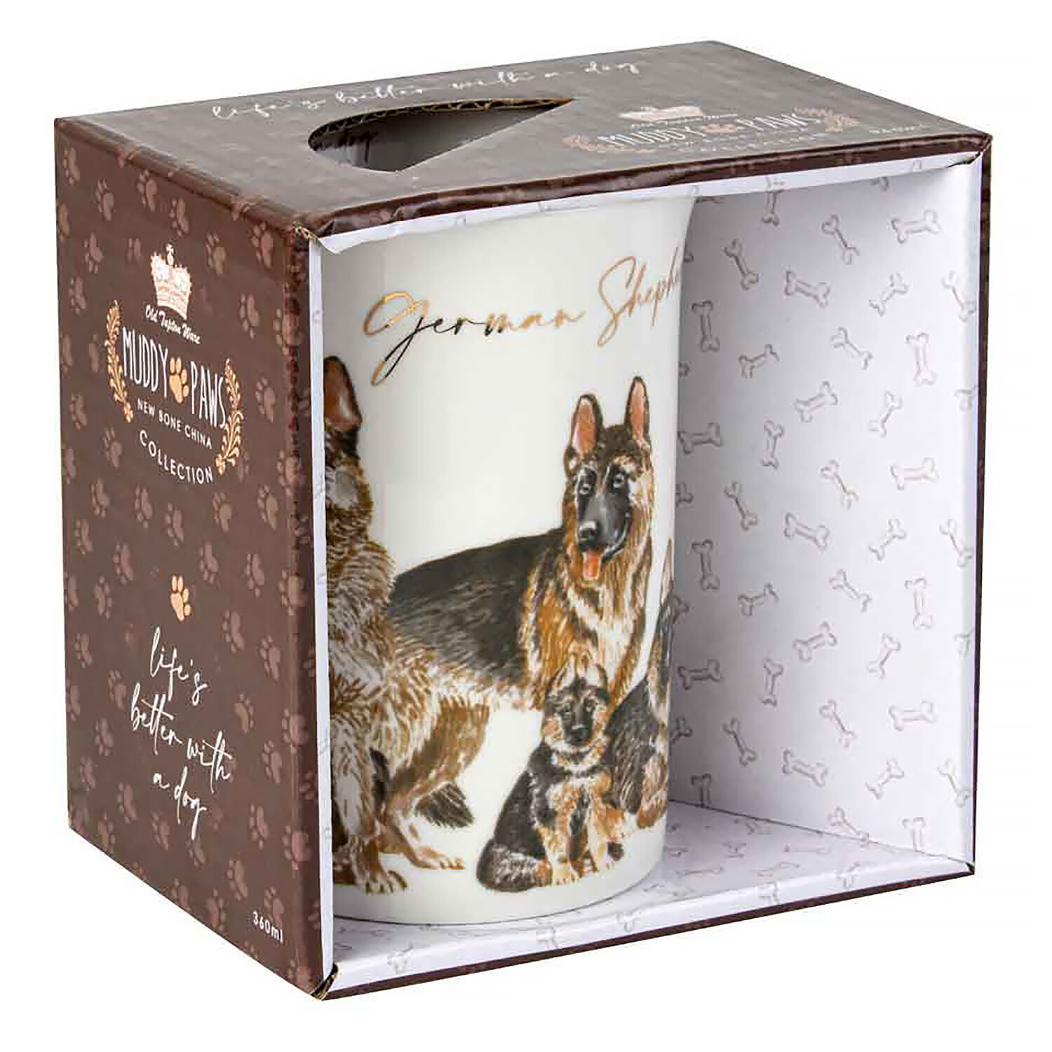 Landmark Mug Muddy Paws German Shepherd 310mL New Bone China Old Tupton ...