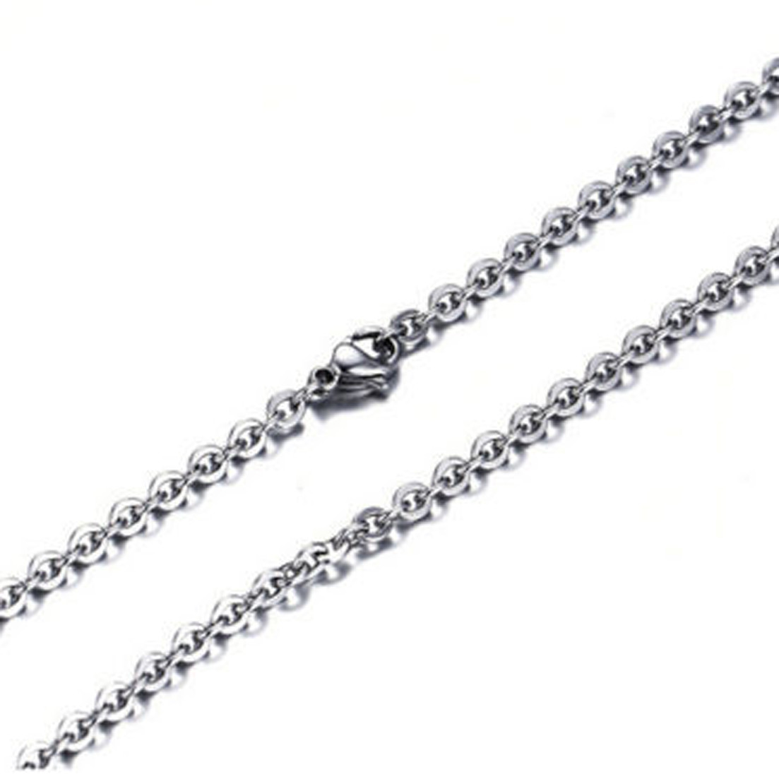 20" 2.4mm Hot Silver Tone Stainless Steel Cross Link Chain Women Mens ...