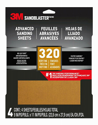Sandblaster Sandpaper, 9-In. x 11-In., 320 Grit, 4-Pk 20320-G-4 | eBay