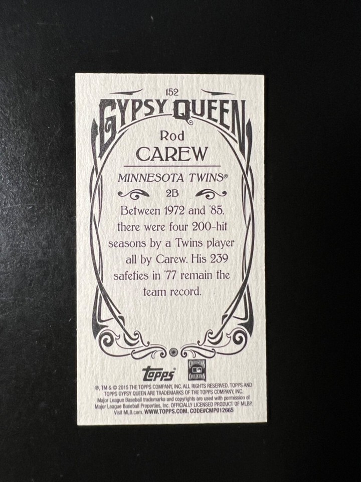 2015 Topps Gypsy Queen Mini Box Variation #152 Rod Carew Twins | eBay