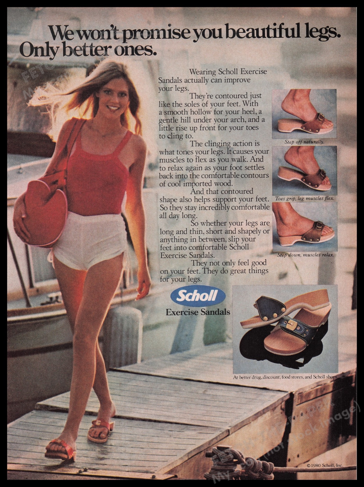 Scholl Exercise Sandals 1980s Print Advertisement Ad 1980 Legs Girl ...