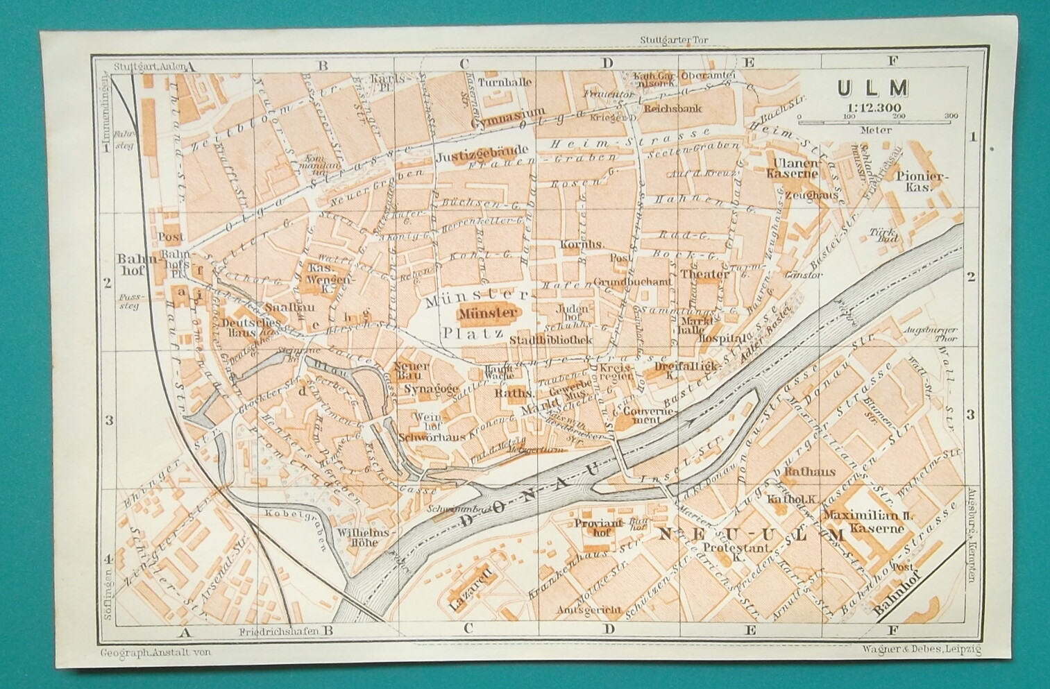 GERMANY ULM Town Plan Good for Genealogy Research - 1910 MAP Baedeker ...