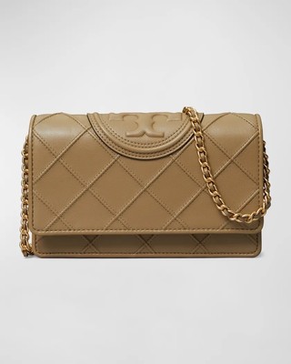 Tory Burch Fleming Woven Chain Wallet Shoulder Bag PEBBLESTONE | eBay