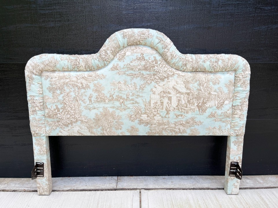 Vintage Custom Kravet Lutece Lagoon French Toile Cottage Queen Bed ...