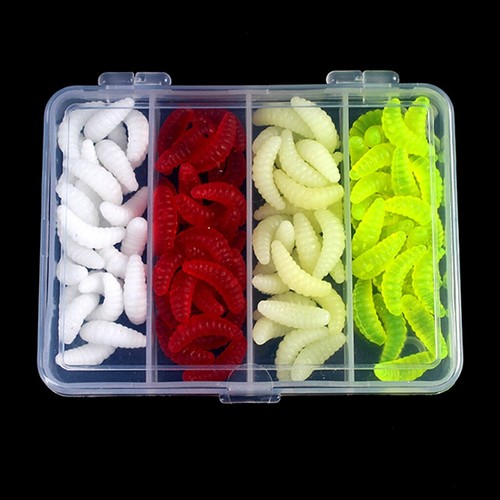 [JB] 4 Sets/400pcs Micro Fishing Lures Bass Bait DOP mealworms Outdoor ...