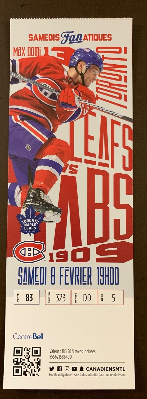 Montreal Canadiens 2019 NHL ticket stub vs Toronto Maple Leafs | eBay