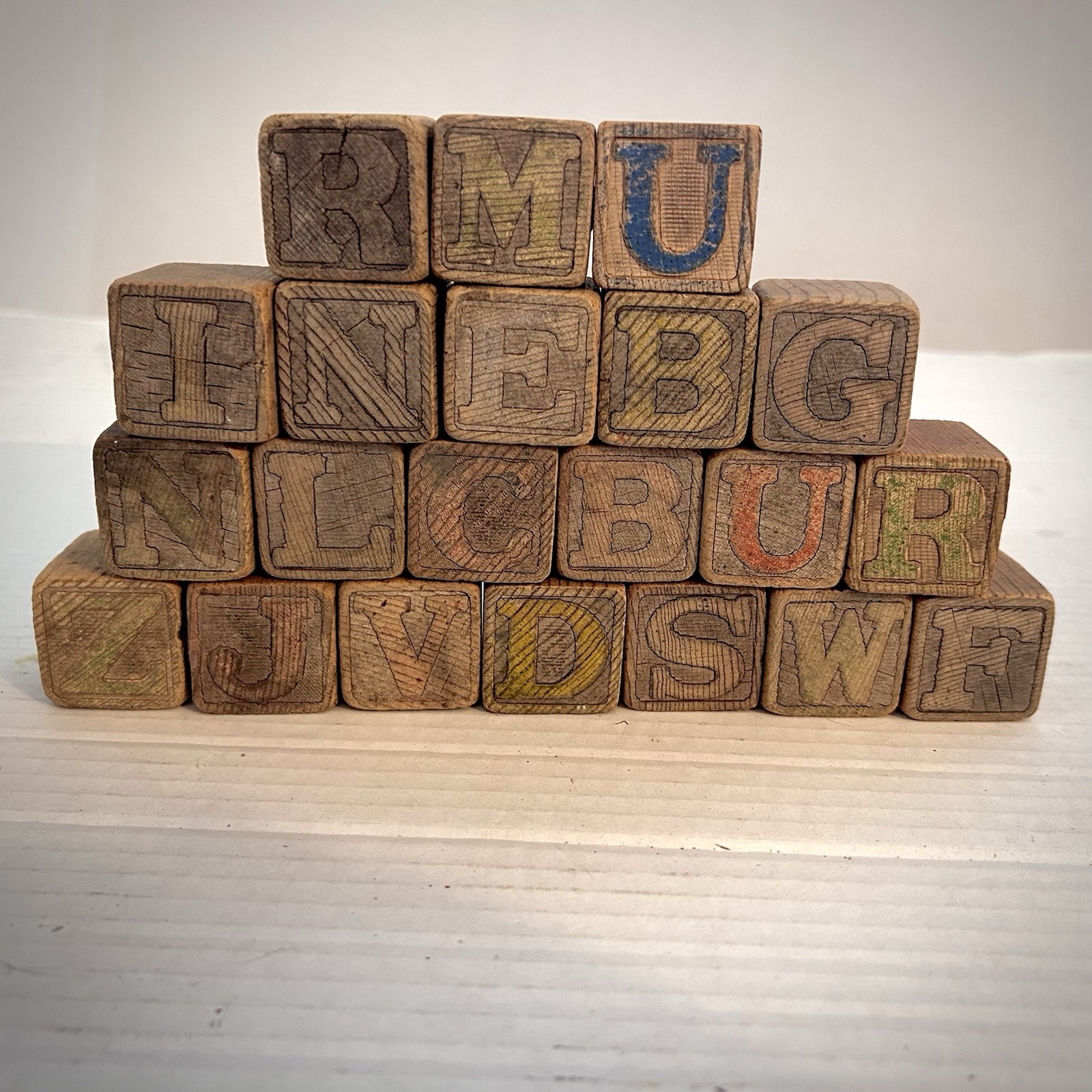 Antique Vintage ABC Wood Playskool Alphabet Blocks 1950’s Toy Blocks (F ...