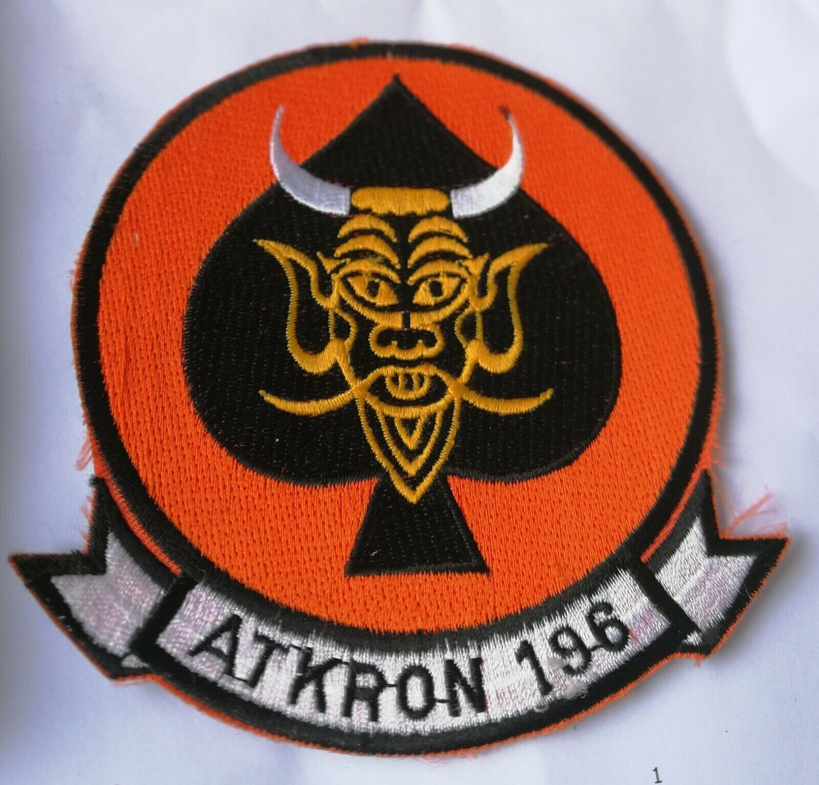 American Patch ATKRON 196 Attack Fighter Squadron Devil Round Orange | eBay