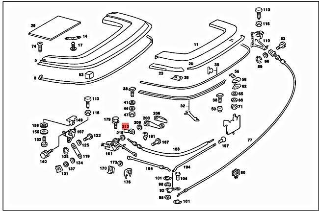 MERCEDES BENZ SL R107 Bracket for Top Release Handle 1077580488 for ...