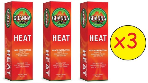 3 X Goanna Heat Cream 100g Fast Penetrating Relief Muscular Aches ...