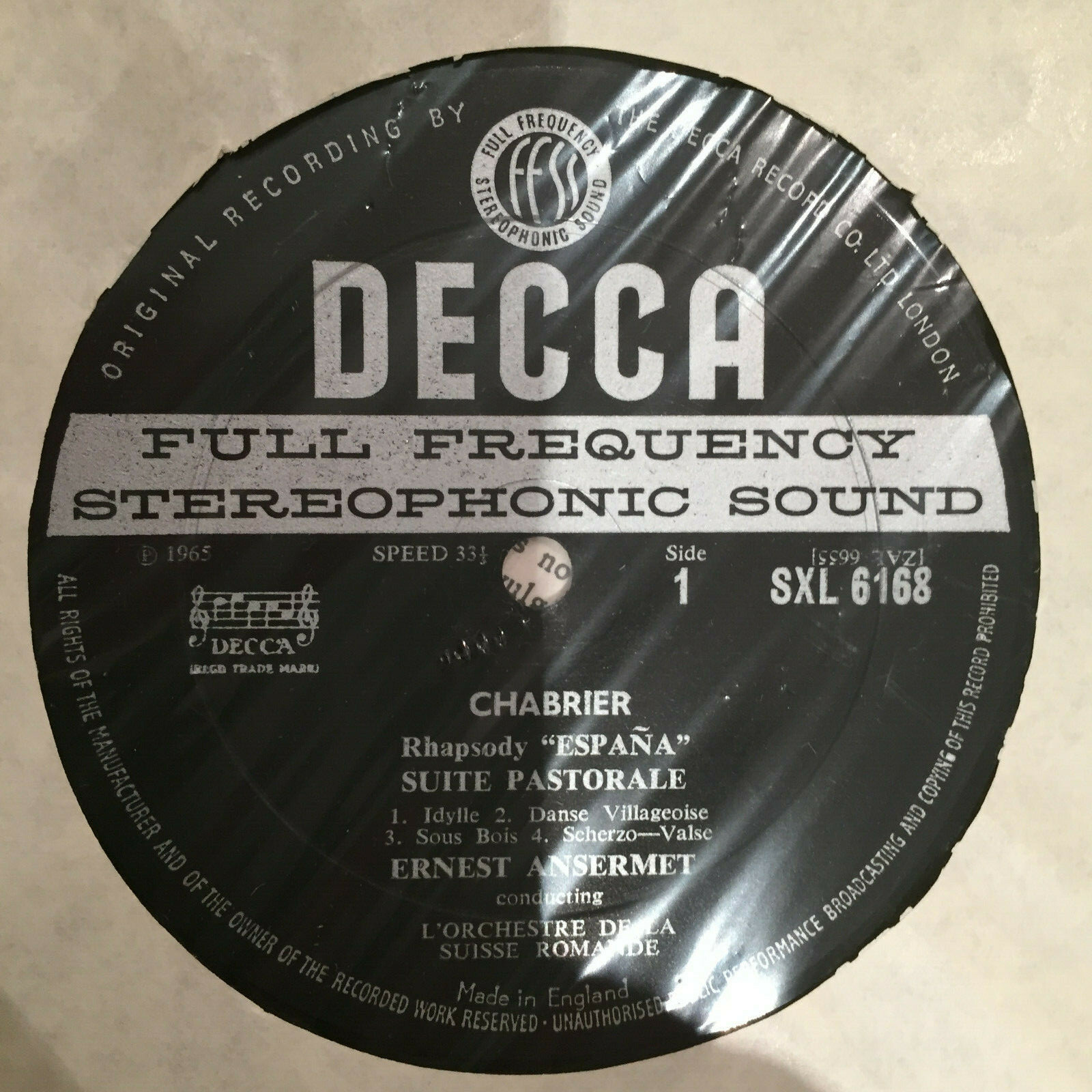 DECCA STEREO SXL 6168 *WBGrED1* ANSERMET CONDUCTS CHABRIER *ESPANA ETC ...