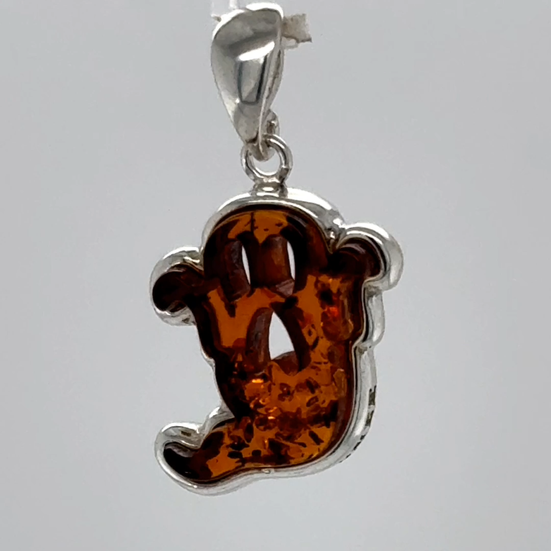 Cognac / Brown BALTIC AMBER Banshee Halloween Pendant 925 STERLING ...