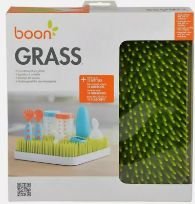 Boon GRASS Countertop Drying Rack Green up to 12 Baby Bottles 9” Square ...