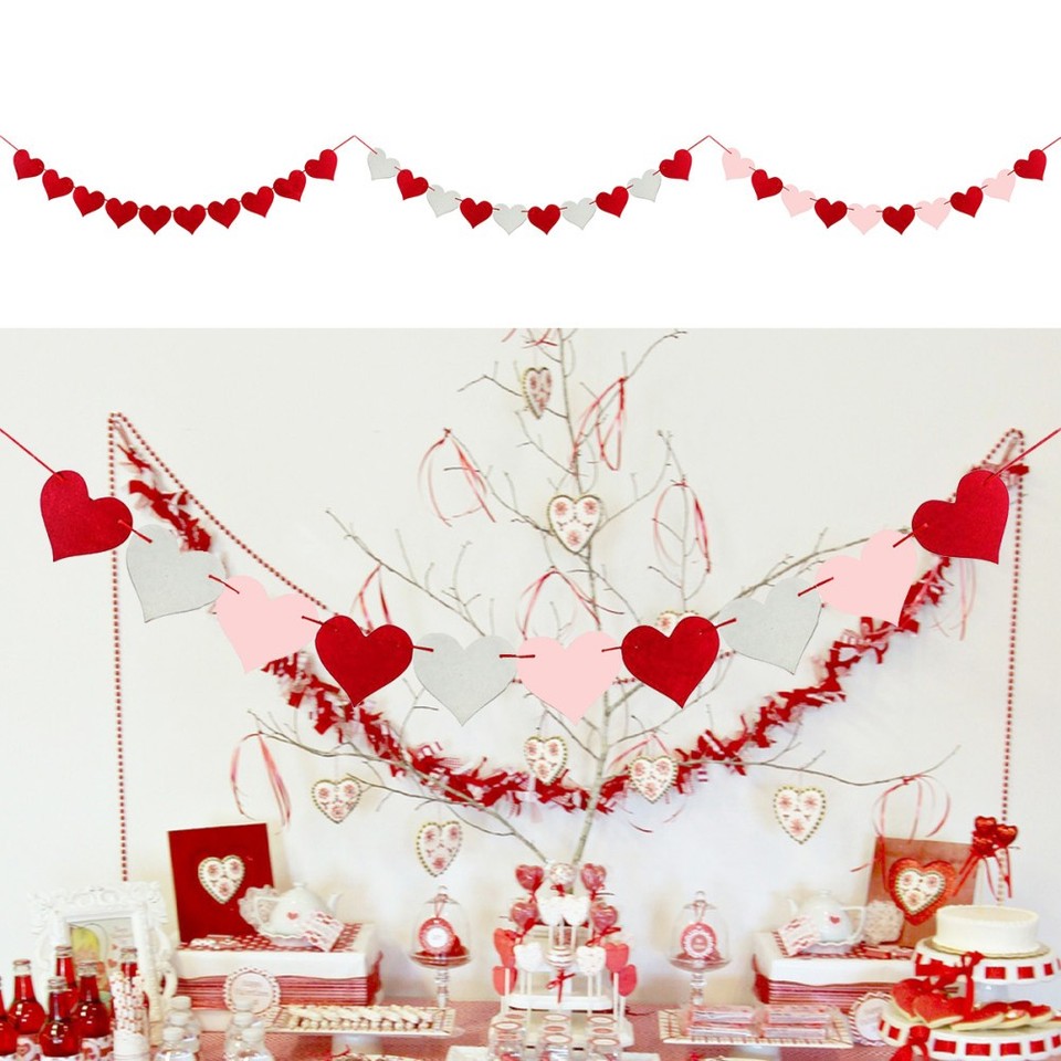 Nonwoven Fabric Heart Shape String Pull Flags Hanging Flags Banners ...