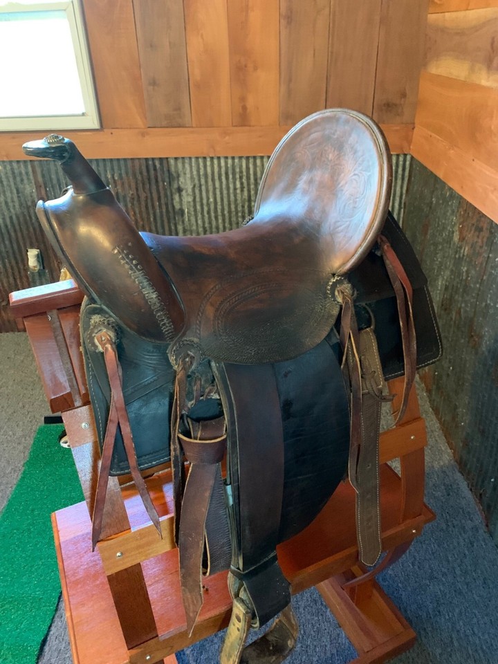 vintage high back western saddle | eBay