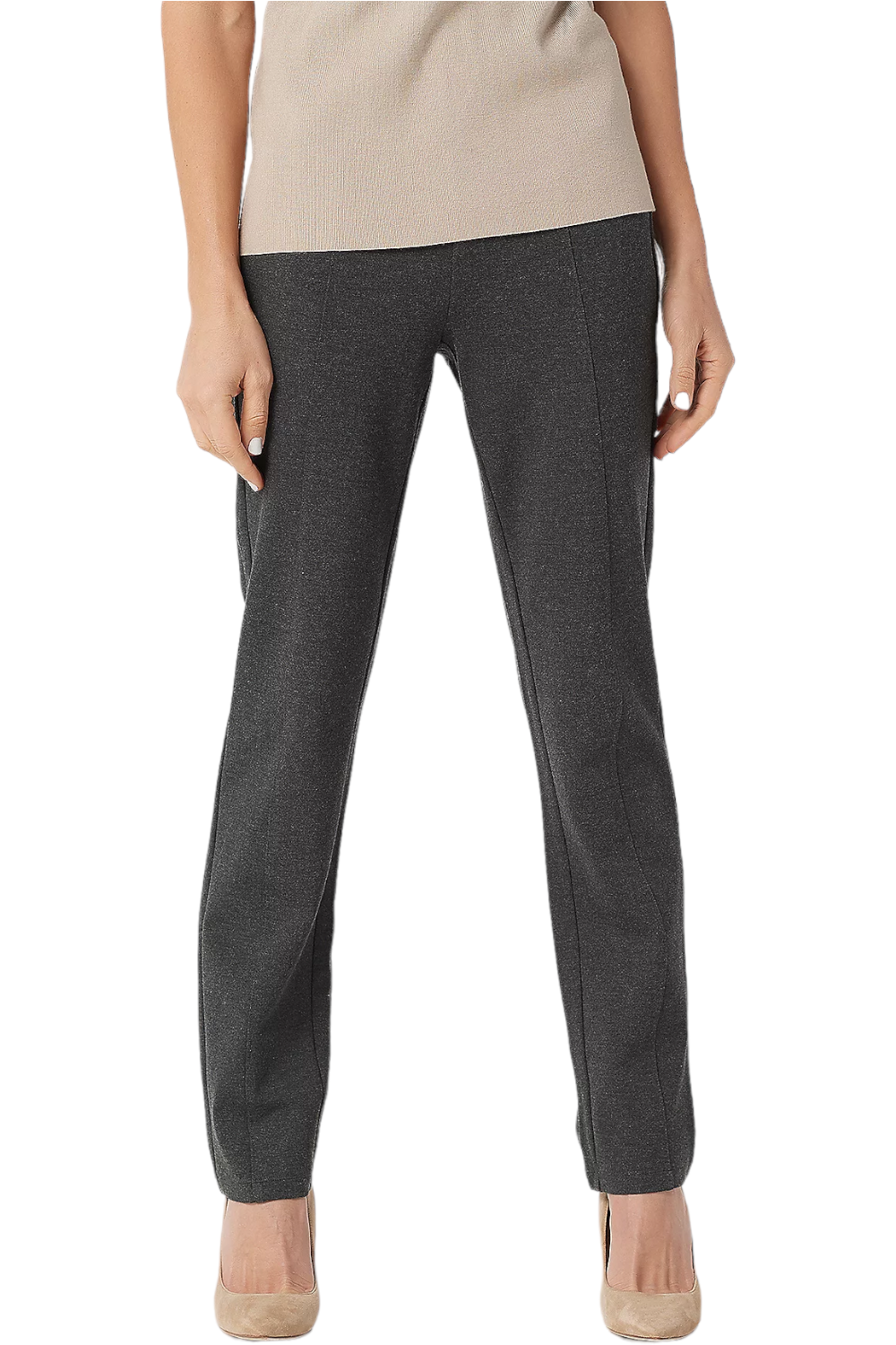 Susan Graver Ponte Knit Pull-On Pants w/ Seam Detail Charcoal Gray | eBay
