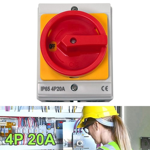 20A Rotary Isolator Switch 20amp 4 Pole 230V-440V IP65 Weatherproof ...