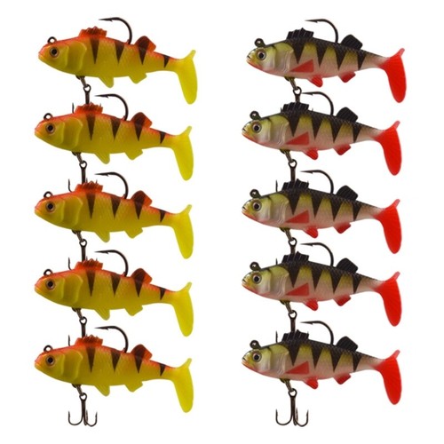 5 Pcs Pre-Rigged Jig Head Soft Plastic Swimbaits Fishing Baits Soft ...