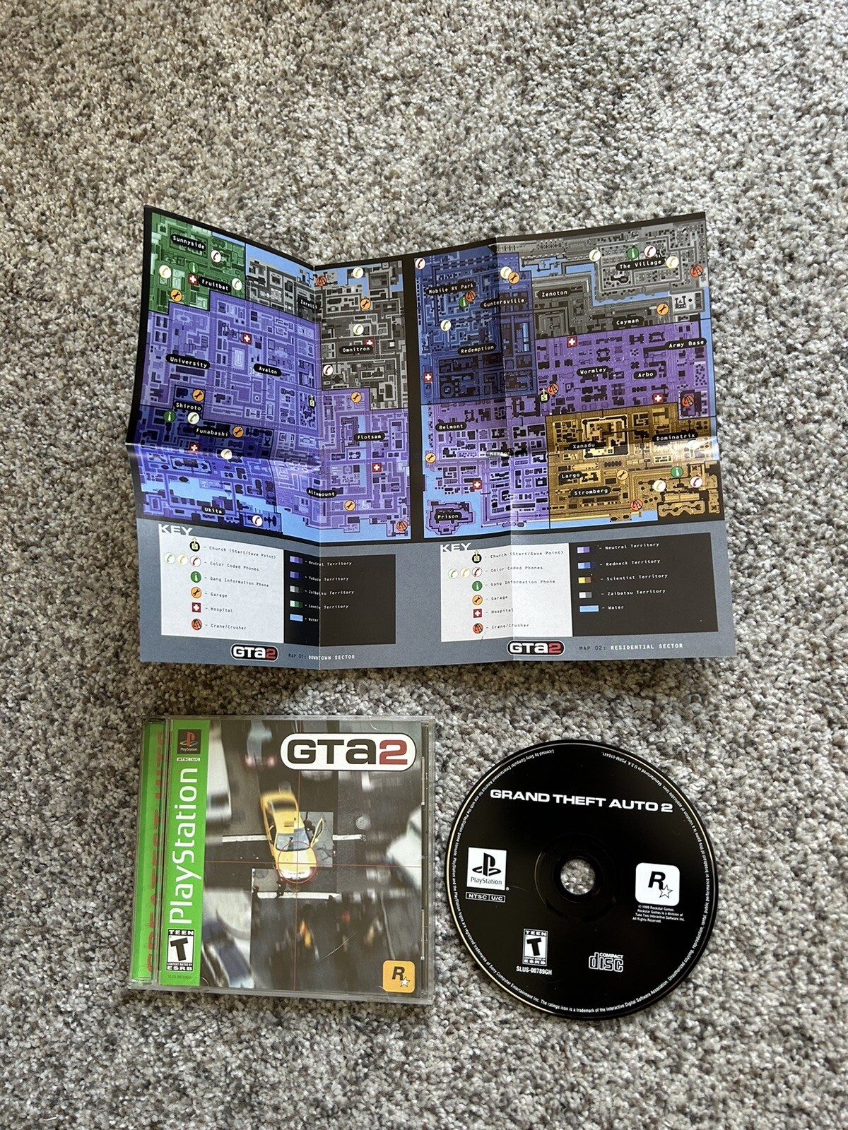 Grand Theft Auto 2 PS1 PlayStation 1 Greatest Hits - Complete w/ MAP ...