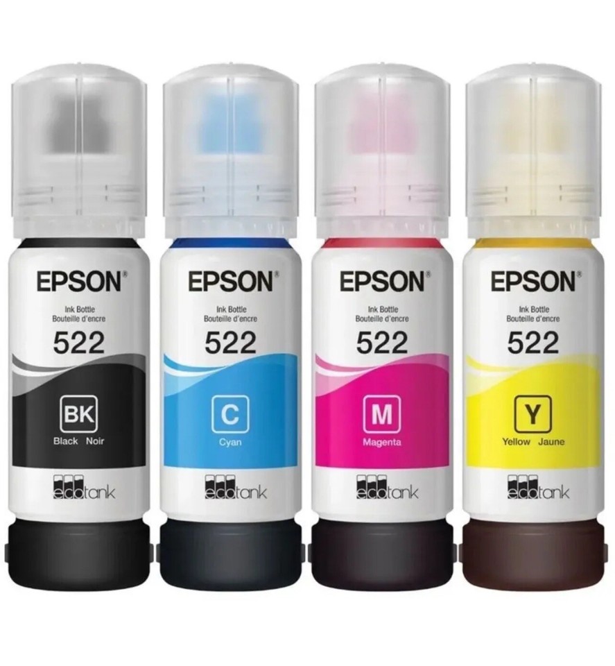 Genuine Epson 522 Ink Bottles 4 Pack for ET-2720 ET-2800 ET-2400 ET ...