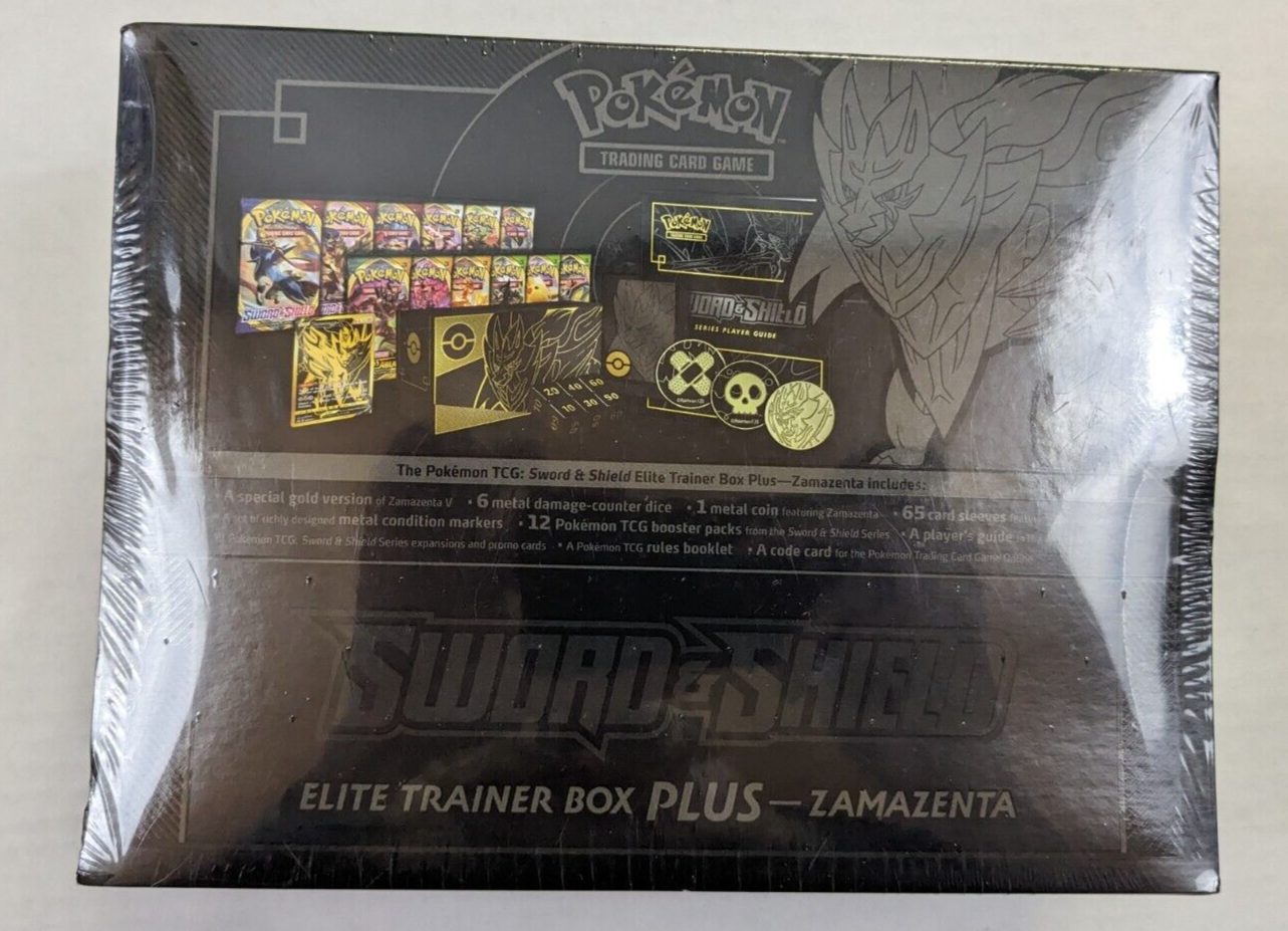 Pokémon TCG Sword & Shield Elite Trainer Box Plus Zamazenta Card Game ...