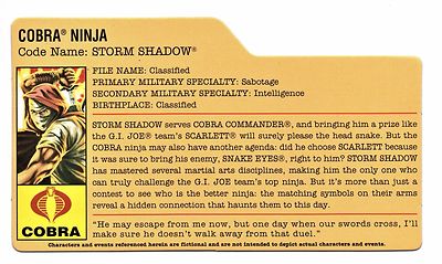 G I JOE File Card Filecard 2008 Storm Shadow V25 | eBay