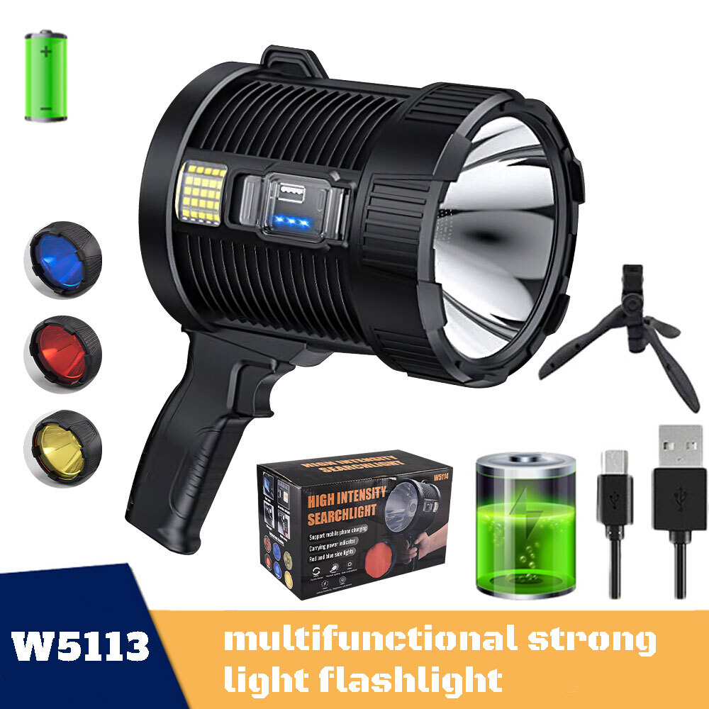 200000 lumens Super Bright LED Searchlight Spotlight Flashlight USB ...