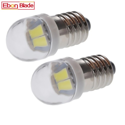 Pair E10 SCREW MES LED BULB WHITE 3V LAMP 3 VOLT DC FOR BICYCLE TORCH ...
