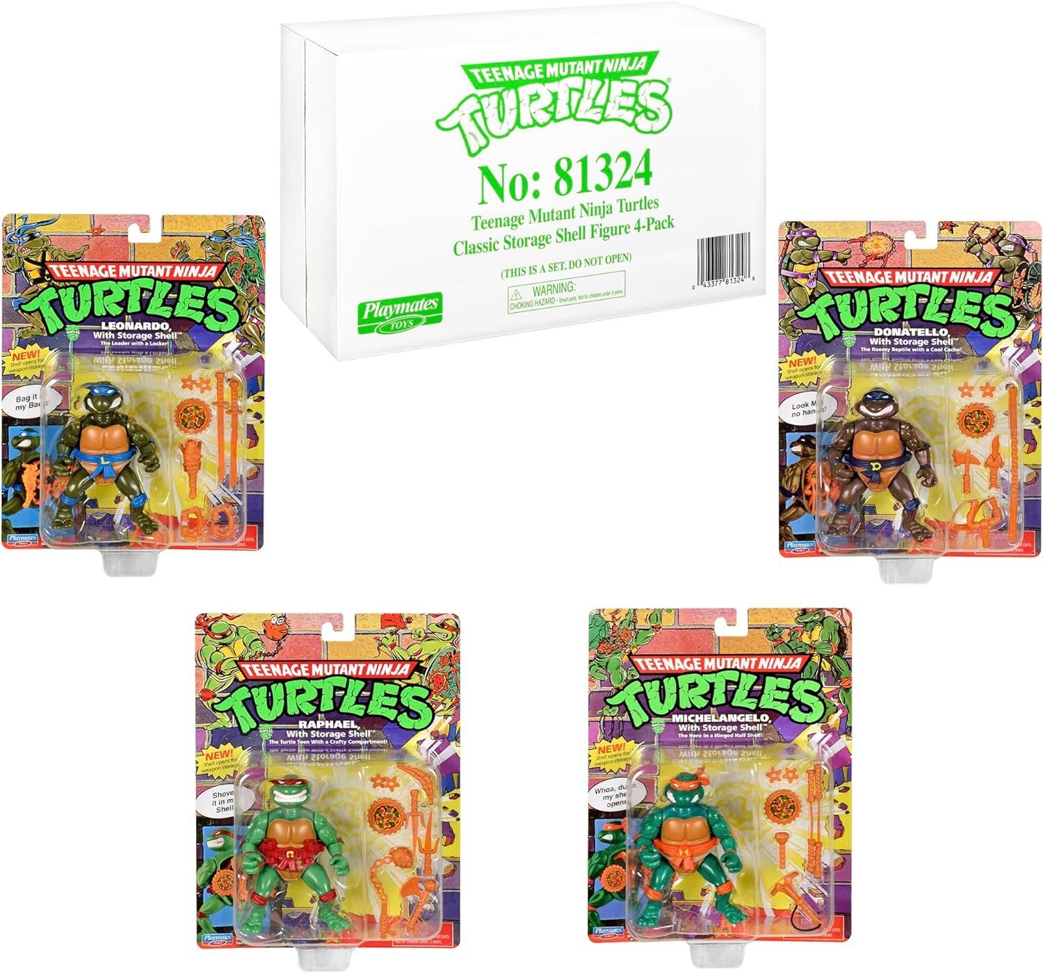 Teenage Mutant Ninja Turtles: Classic 4" Turtles 4-Pack Figure Bundle ...