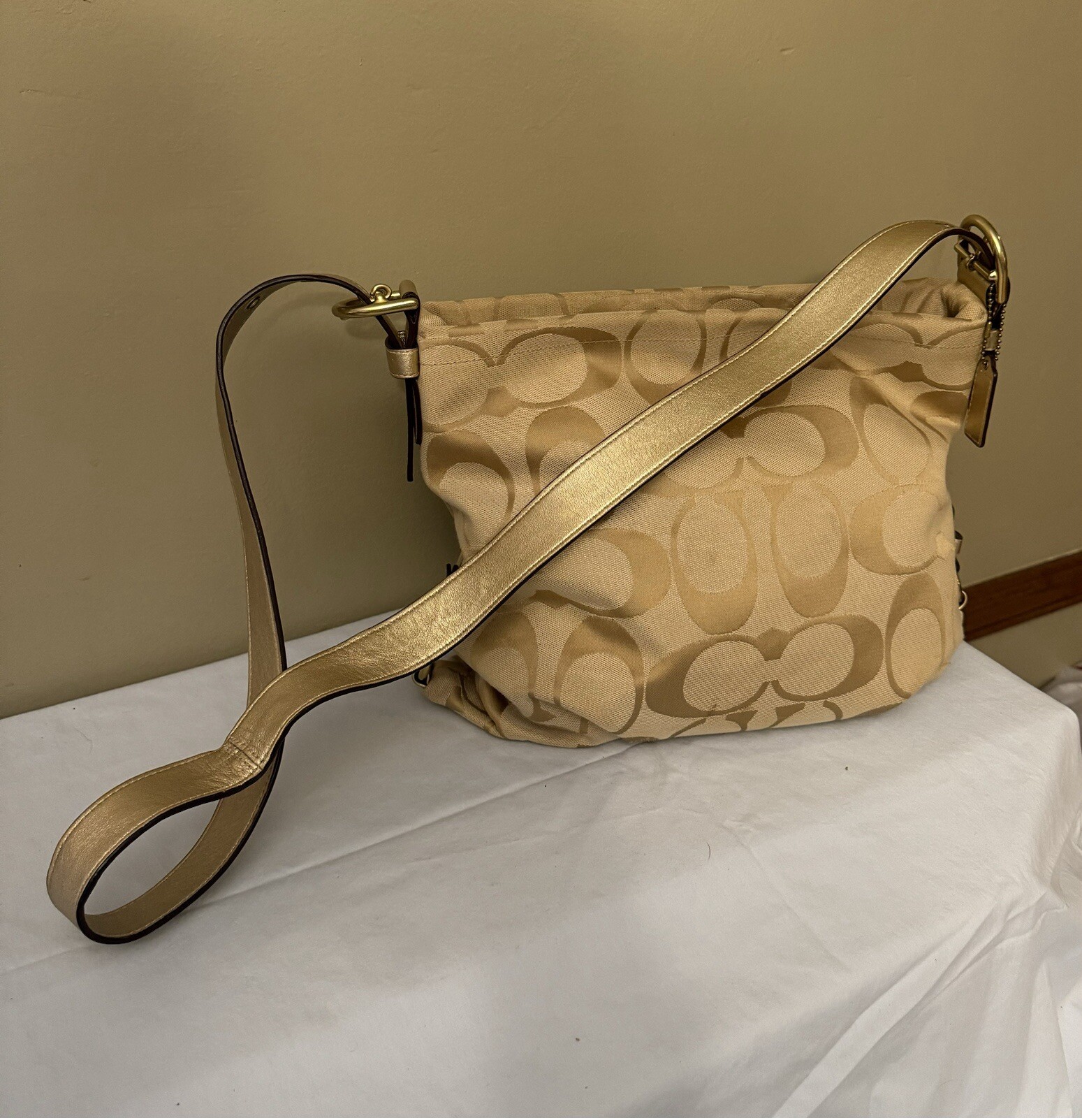 Vintage Coach Beige Signature Canvas C Print Leather … - Gem