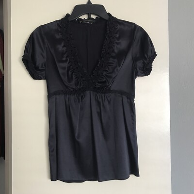 BCBG Max Azria black silk top, sz XS | eBay