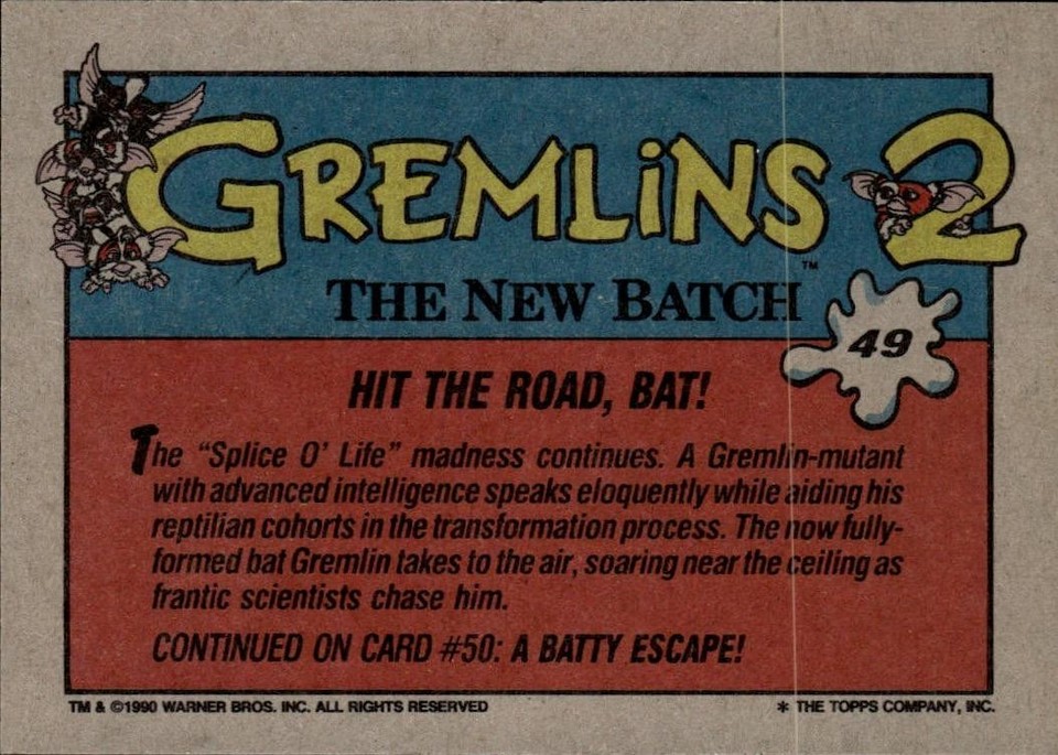1990 Topps Gremlins 2: The New Batch #49 Hit the Road, Bat! | eBay