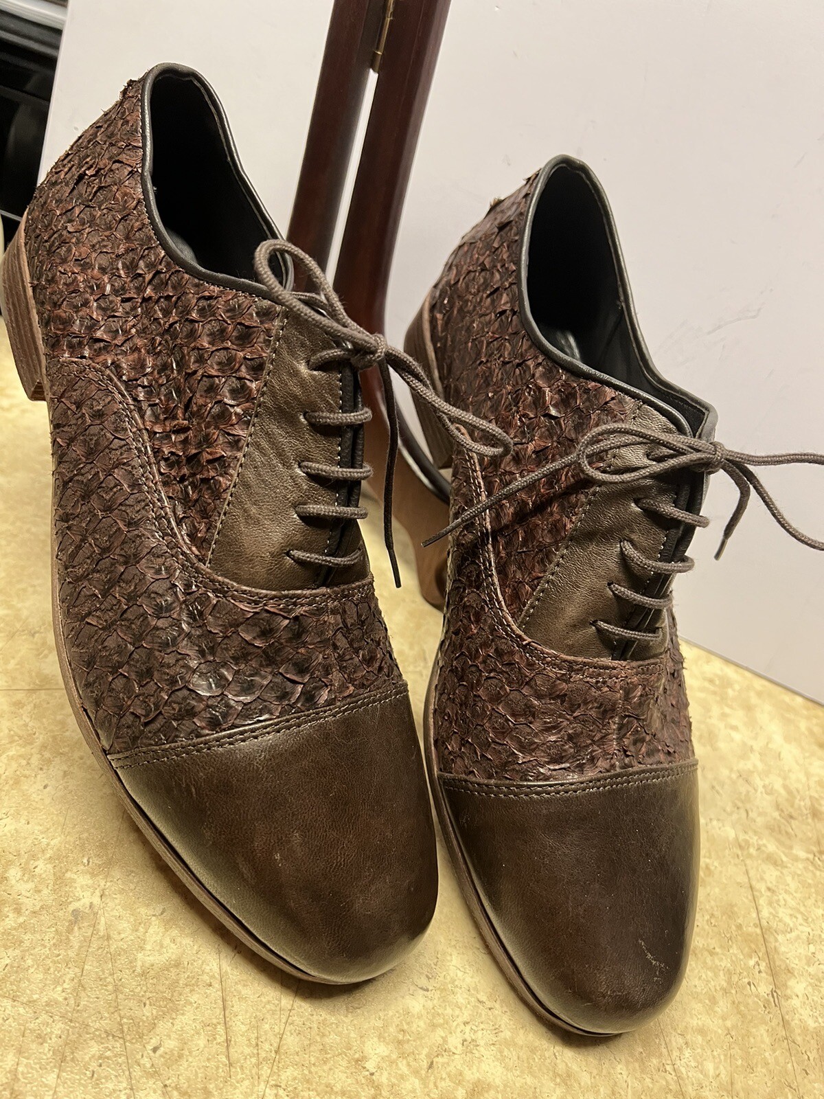 Men’s Handmade Python Brown Leather Dress Shoes US 9 - Gem