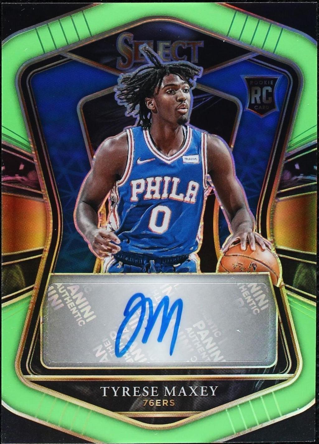 2020-21 Panini Select - Rookie Signatures Tyrese Maxey #RS-MAX Neon ...