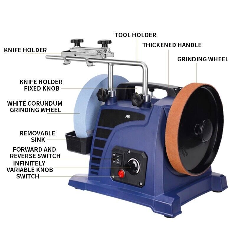 220V 8/10 Inch Low Speed Water-Cooled Knife Sharpener Electric Grinding ...