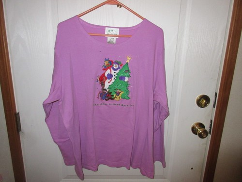 Quacker Factory Ladies XL Pink Xmas Tee Shirt | eBay