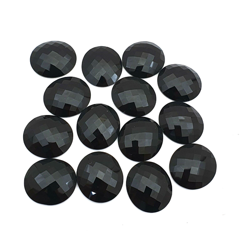 Natural Black Onyx Oval Checker Cut Loose Gemstone Lot 7 Pcs 20*22 MM ...