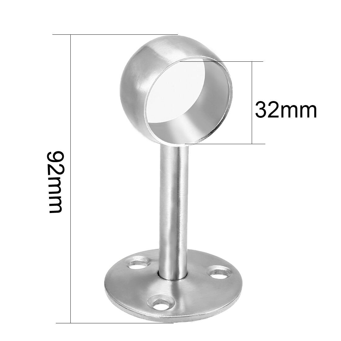 Wardrobe Pipe Bracket, 32mm Dia, 92mm Height, Wall Mounted Rail Rod ...