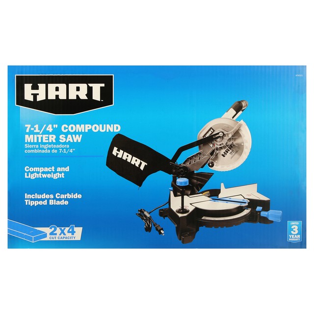 HART 7 1/4” 120v 9Amp Compound Miter Saw Light & Compact Design ONLY ...