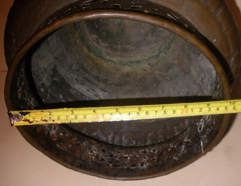 Antique 19th large jardiniere pot Judaica Hebrew decorated lion animals ...